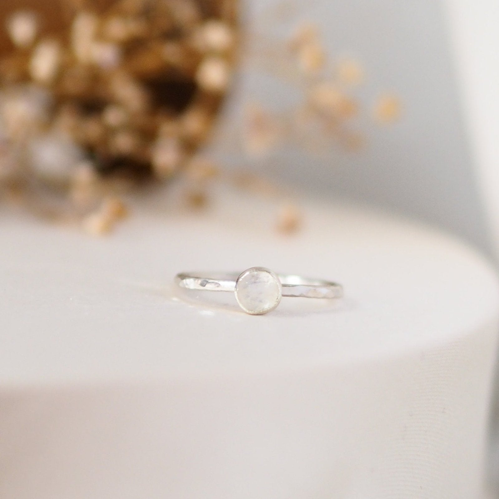 Rainbow Moonstone Stacking Ring Sterling Silver – Lunar Moth Jewellery